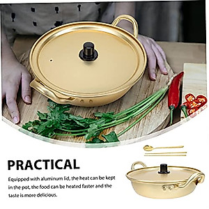 Angoily 2 Sets Ramen Pot Korean Cookware Instant Ramen Cooker Ramen Pot with Lid Ramen Soup Pot Chinese Steamer Pot Aluminum Stock Pot Noodle Cooking Pots Aluminum Soup Pot Noodle Pot Suki