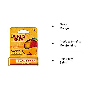 Burt's Bees Moisturizing Lip Balm, Mango 0.15 oz (Pack of 12)