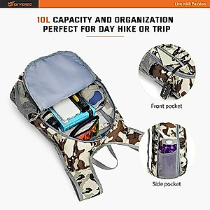 SKYSPER Small Daypack 10L Hiking Backpack Packable Lightweight Travel Day Pack for Women Men(Camouflage)