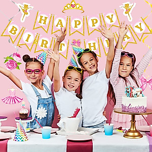 37 Pieces Ballet Birthday Party Supplies Ballerina Birthday Banner Ballerina Party Decoration Ballet Party Banner Ballerina Swirl Decoration Pink Ballerina Cutouts for Girls Birthday Baby Shower Party