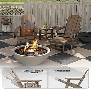 FOOWIN Adirondack Chair with Retractable Ottoman,HDPE Folding Adjustable Adirondack Chair w/4 in 1 Cup Holder Trays,All-Weather Resistant Fire Pit Chair for Outdoor Patio Lawn Set of 2