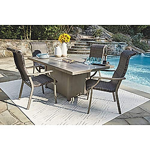 Signature Design by Ashley Windon Barn Outdoor Resin Wicker Patio Arm Chair, 4 Count, Brown