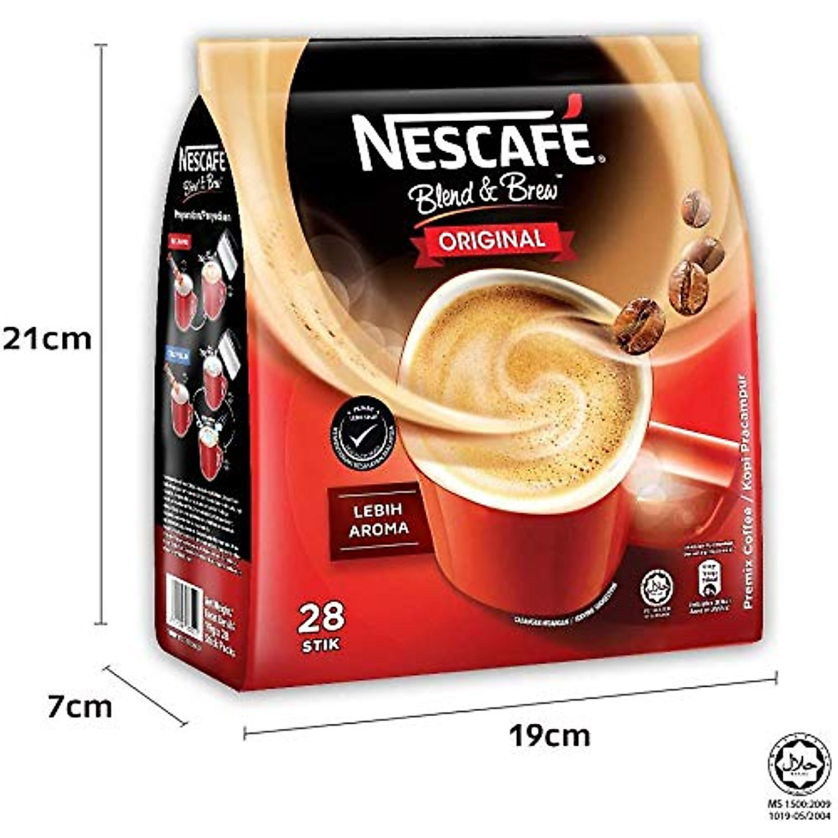 Nescafé 3 in 1 Instant Coffee Sticks ORIGINAL - Best Asian Coffee Imported from Nestle Malaysia (28 Sticks)