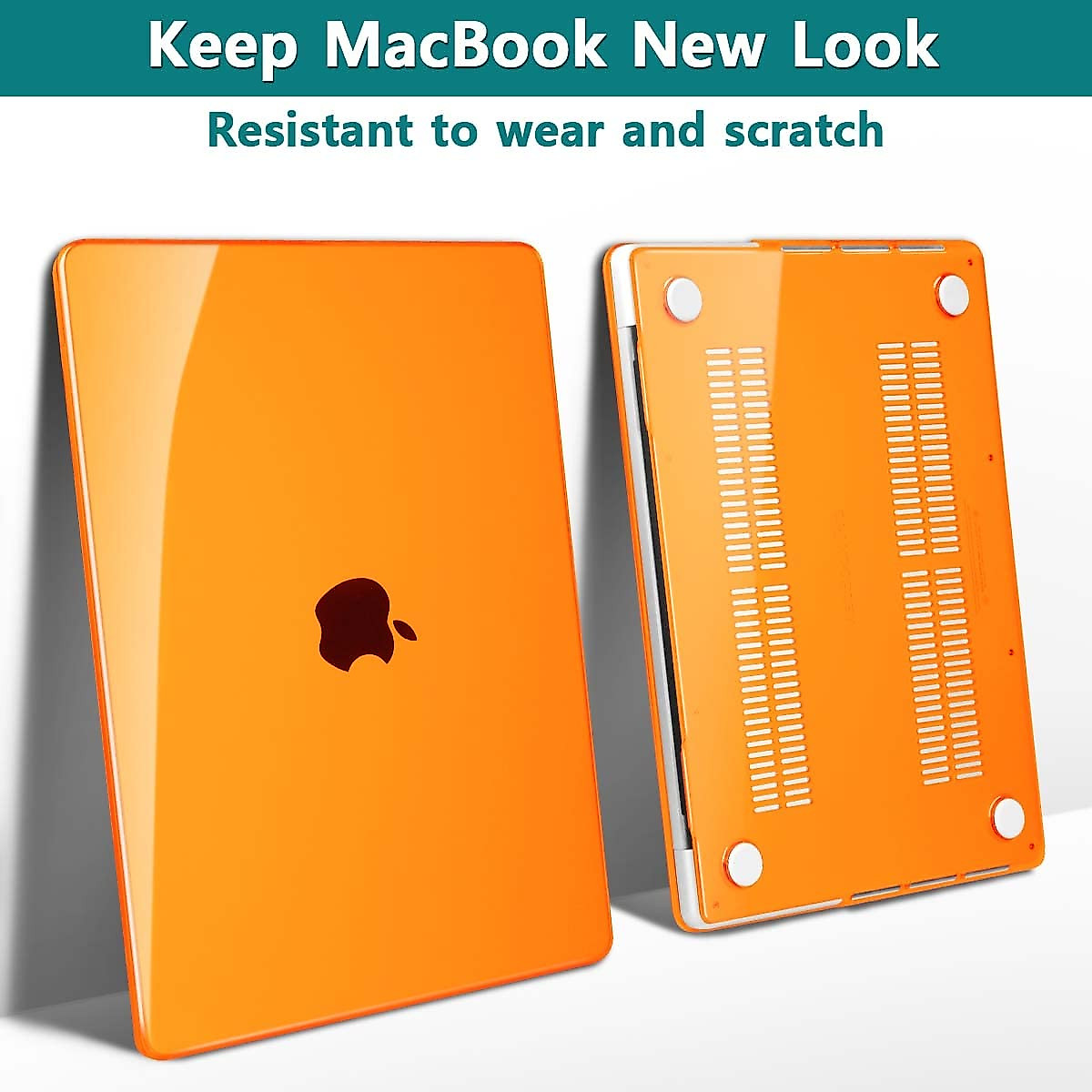Teryeefi Case Cover for MacBook Air 15 inch [2023 2024 Release], Plastic Hard Shell with Keyboard Cover for MacBook Air 15.3" M2 M3 A2941 A3114 with Touch ID & Liquid Retina Display, Glossy Orange