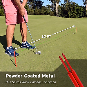 GoSports Down the Line 10 ft Putting String Guide - Golf Alignment Training Aid, Master Straight and Breaking Putts, Green