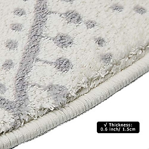 HEBE 4 Ft Round Area Rug Soft Chic Bohemian Mandala Rugs Machine Washable Non Slip Indoor Sofa Floor Area Mat Carpet for Living Room Sofa Bedroom Nursery Decor, Grey