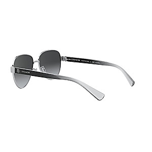 Coach HC7111 Sunglasses, Silver/Dark Grey Gradient Polarized, 57 mm