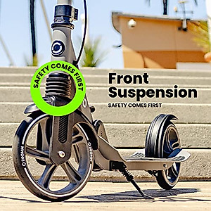 Aero Big Wheels Kick Scooter for Kids 8 Years Old, Teens 12 Years and up, Youth and Adults. Commuter Scooters with Hand Brake, Soft Rubber mat, Shock Absorption, Foldable and Height Adjustable.