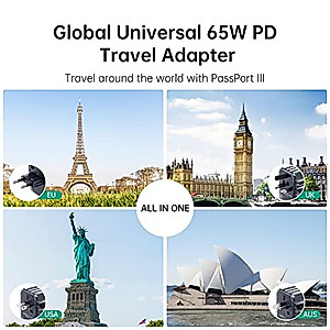 Zendure Universal Travel Adapter 65W PD Fast Charger 4 USB-C,1 USB-A, International Wall Charger AC Plug Adaptor All in One Worldwide Power Charger Compatible with Laptops iPad iPhone AirPods
