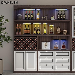 DIWNELEM Acrylic Wine Bottle Display Case with LED Light Display Stand Wine Display Case Protector Dustproof for Red Wine,Champagne,Liquor,Whiskey,Beer,Beverage Bottle (5.8 * 5.8 * 11.8")