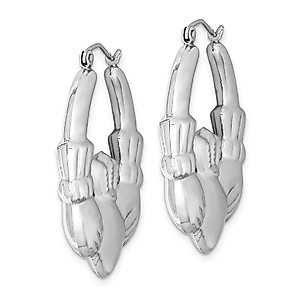 Sterling Silver Rhod-plated Polished Claddagh Round Hoop Earrings QQE4705