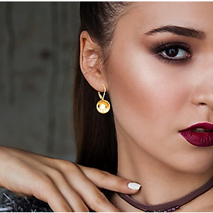 Savlano 925 Sterling Silver Classic Leverback Round Bead Ball Drop Earrings - 18K Gold Plated Bead Ball Earrings for Women Available in 6MM, 8MM, 10MM, 12MM - Made in Italy Comes With Savlano Gift Box (12mm, Y)