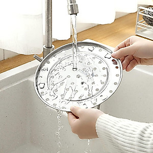 HAOSJINY Steamer Rack - Steamer Basket For Pot, Round Stainless Steel Steaming Rack, Canning Racks, Single layer silver (22 cm / 8.66 in)