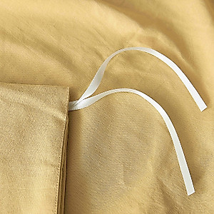 melingo Cotton Duvet Covers King Size, Mustard Yellow Quilt Cover, Soft, Cooling, Breathable Bedding Collection with Buttons Closure. 3 Pieces Solid Color (1 Comforter Cover + 2 Pillow Cases)