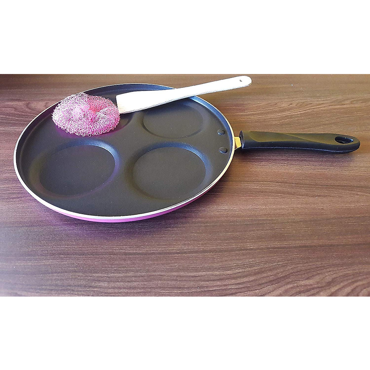 Sahishnu Online & Marketing Nonstick Uttapa Tawa, Uttapa Pan, Non-Stick 4 Cavity Mini Uthapam Tawa with Handle, Pancake Tawa