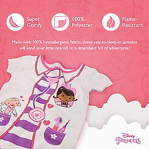 Disney Girls' Doc McStuffins 4-Piece Snug-Fit Cotton Pajamas Set, Doc's Uniform Lambie, 2T
