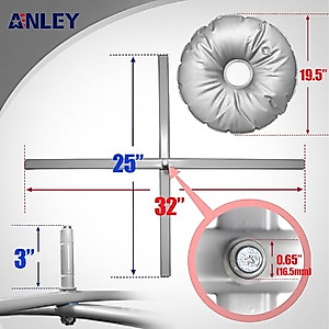Anley Foldable Ground Base with Water Bag - Fits Flutter Feather Banner Flag Pole with a 0.65" Inner Diameter - Stainless Steel Stand with Round Weight Bag for Outdoor Business - Base Only