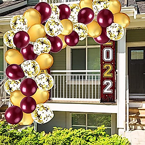 Graduation Party Decorations 2023 Maroon Grad/Maroon Gold Balloon Garland Burgundy Gold Balloons 45pcs/Fall Birthday Party Decorations Women Burgundy Gold/Burgundy Gold Wedding/Fall Bridal Shower