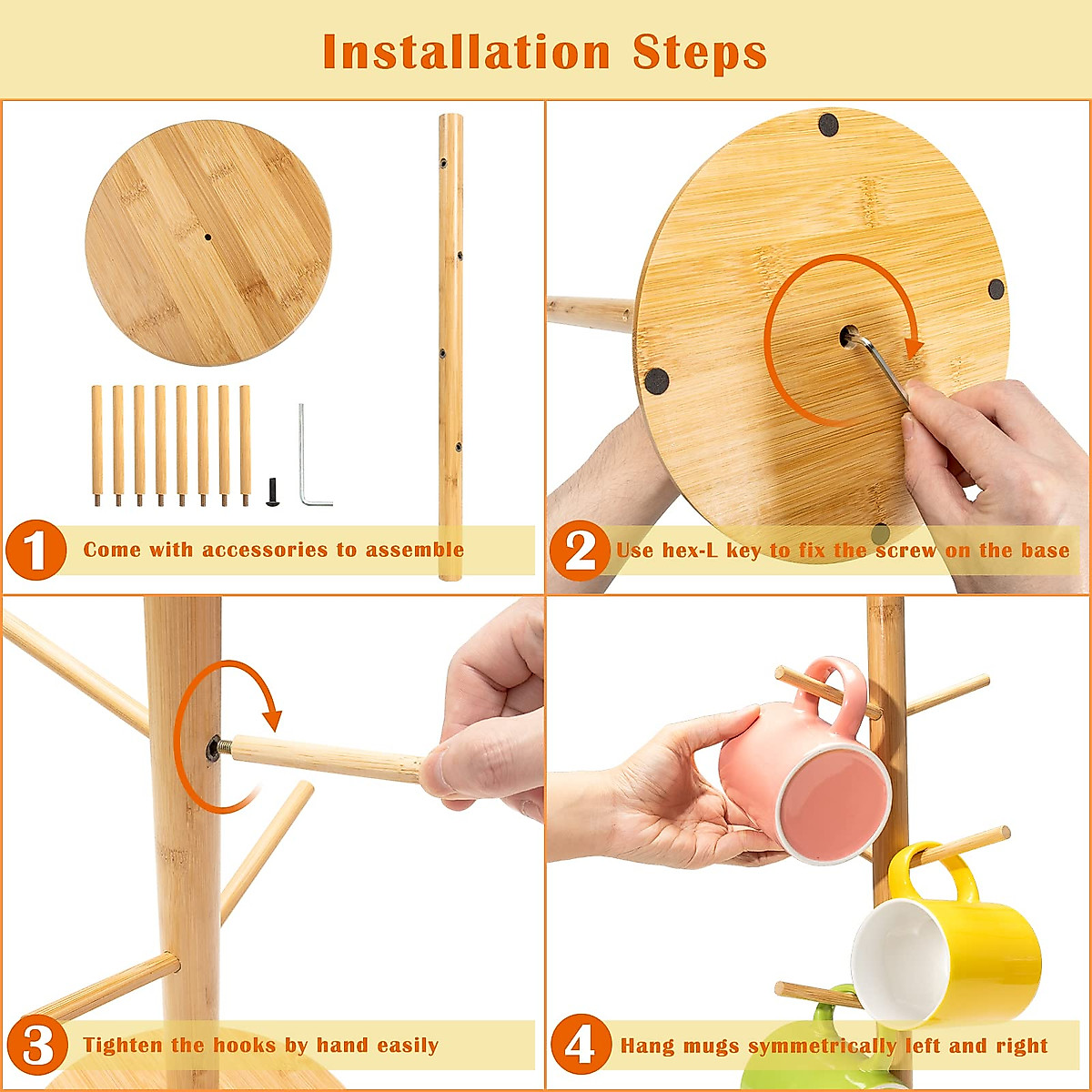 MyLifeUNIT 6 Hooks Mug Holder Tree and 8 Hooks Coffee Cup Holder Large and Small Bundle