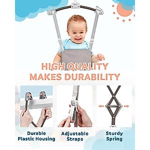Infant Master Baby Doorway Jumpers, Sturdy Johnny Jumper w/Adjustable 10.8"-23.6" inches Strap, Soft Baby Johnny Bouncer w/Seat Bag, Ideal Gift for Infant, Portable and Easy to Use, Grey
