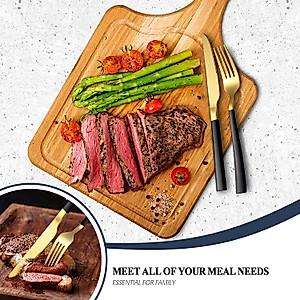 20 Pieces Silverware Set, Stainless Steel Flatware Set Includes Spoons Forks Knives, Cutlery Utensils Set Service for 4, Gold Mirror Polished and Matte Black Painted, Dishwasher Safe