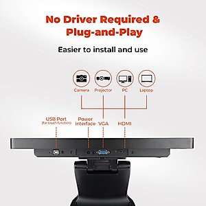 MUNBYN 17-inch POS-Touch-Screen-Monitor, POS-System-for-Small-Business, Multi-Touch Monitor, 400 nits True Flat Seamless Capacitive LED, VGA/HDMI Input for Office, POS, Restaurant, No Driver Required