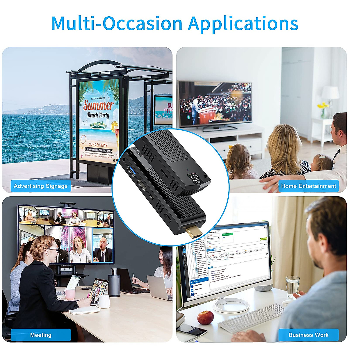 OUVISLITE [Lightweight] Fanless Mini PC Stick - Equip with Atom X5-Z8350 (8GB DDR3L, 128GB eMMC) with Win 10 Pro, Small Form Portable Computer Stick Supports 128GB TF Card, Bluetooth 4.2 and Wi-Fi