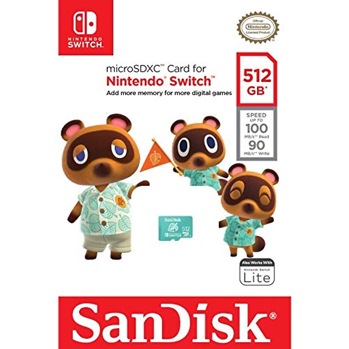 SanDisk MicroSD Card 512GB Nintendo Switch Memory Card Works with Nintendo Switch OLED, Switch and Switch Lite (SDSQXAO-512G-GNCZN) C10 Bundle with (1) Everything But Stromboli MicroSD Card Reader