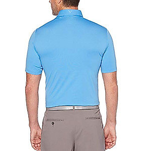 Callaway Men's Micro Hex Golf Performance Polo Shirt with Sun Protection, Solid Stretch Fabric, Marina, Large