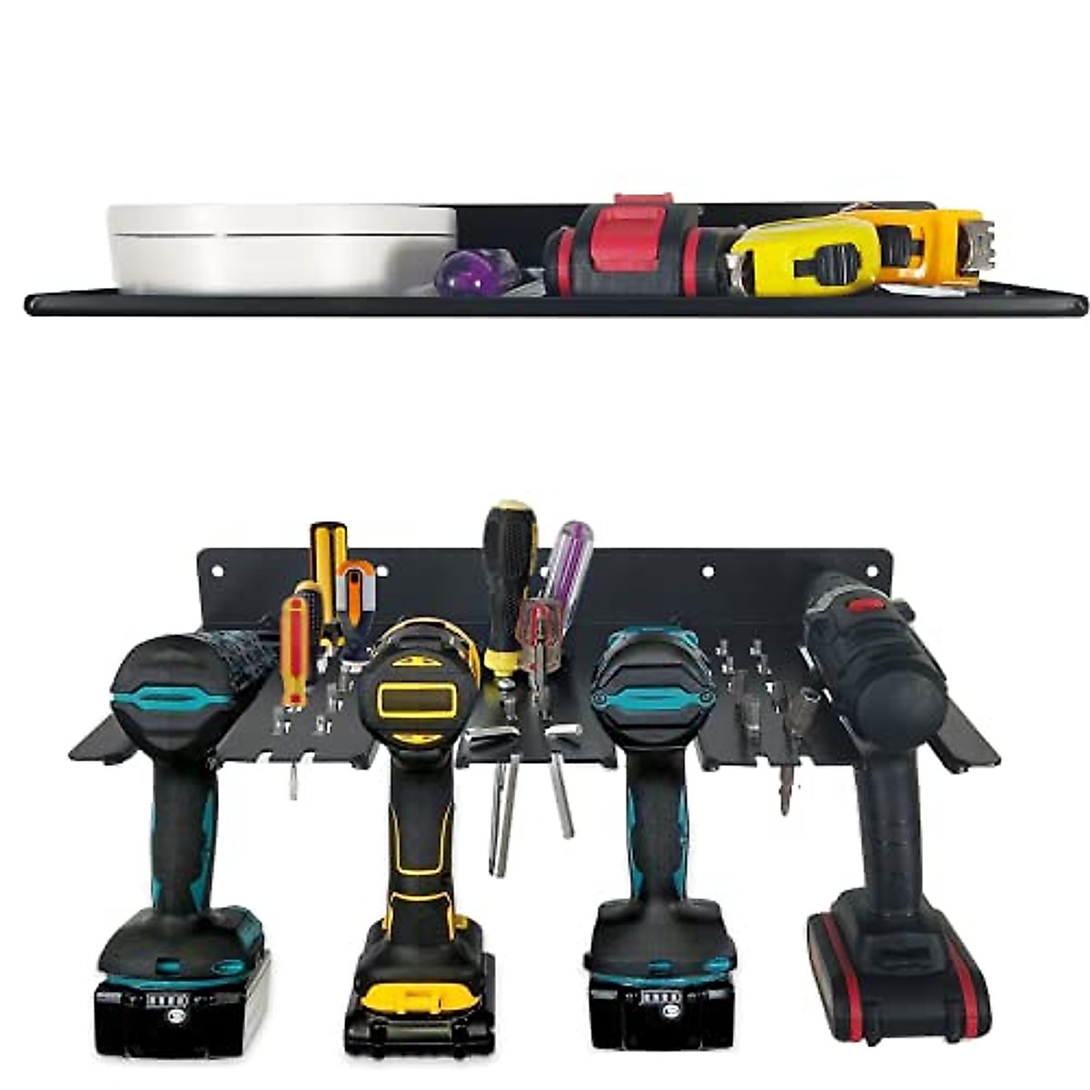Foozet Power Tool Organizer and 2 Layers Power Tool Storage Rack,Drill and Tool Storage,Cordless Drill Storage,Wall Mount Tool Organizer