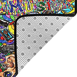 Modern Aesthetic Area Rugs 5x7 Feet, Colorful Graffiti Music Art Abstract Extra Large Soft Flannel Carpet 58"X80" Anti-Skid Doormat Floor Rugs Mat Pad for Bedroom Kitchen Nursery Office