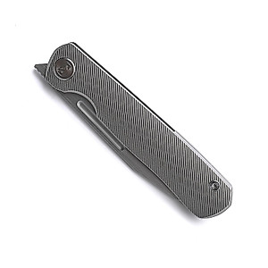 Miguron Knives M Ekry Front Flipper Folding Knife 3.35" Hand Hollow Ground Rubbed CPM-20CV Satin Blade Sandblasting Titanium Handle Camping Hiking Pocket Knife MGR-617GY