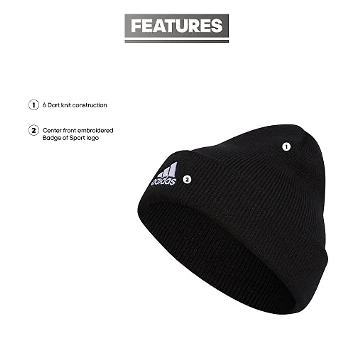 adidas Men's Team Issue Fold Beanie, Black/White F21, One Size