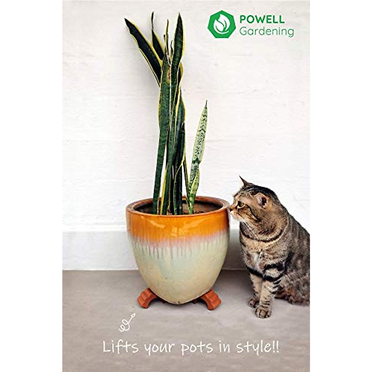 Powell Gardening (12pc Pack Plastic Pot Elevator - Plant/Flower Pot feet for Outdoor planters, Raises up to 4 Pots!! (Cotta Color NOT Ceramic)