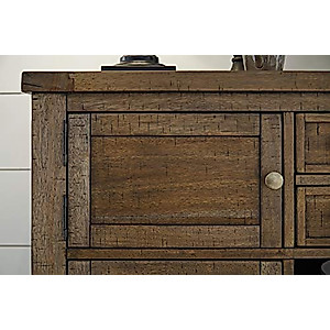 Signature Design by Ashley Moriville Rustic -Dining Room Buffet with 4 Cabinets & Display Shelf, Brown