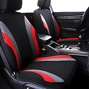 AUCELI Car Seat Covers Full Set, Breathable Front and Rear Seat Covers with 2mm Composite Sponge Inside, Premium Cloth Automotive Seat Cushion Protectors Covers for Most Cars