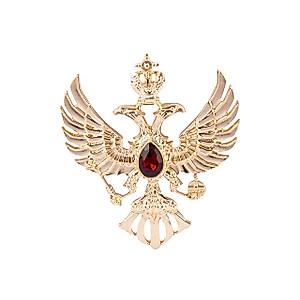 Knighthood Brooch Suit Pin Double Headed Eagle With Winged Stone Detailing Lapel Pin Badge Coat Suit Jacket Wedding Gift Party Shirt Collar Lapel Pin Accessories for Men Women