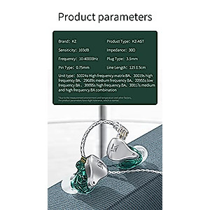 KZ-AST in-Ear Monitors, 24BA Top-Level Configuration HiFi Stereo Earphones, Lightweight Noise Isolating Stage IEM Wired Earbuds/Headphones for Musician Audiophile (with Mic, Silvery)