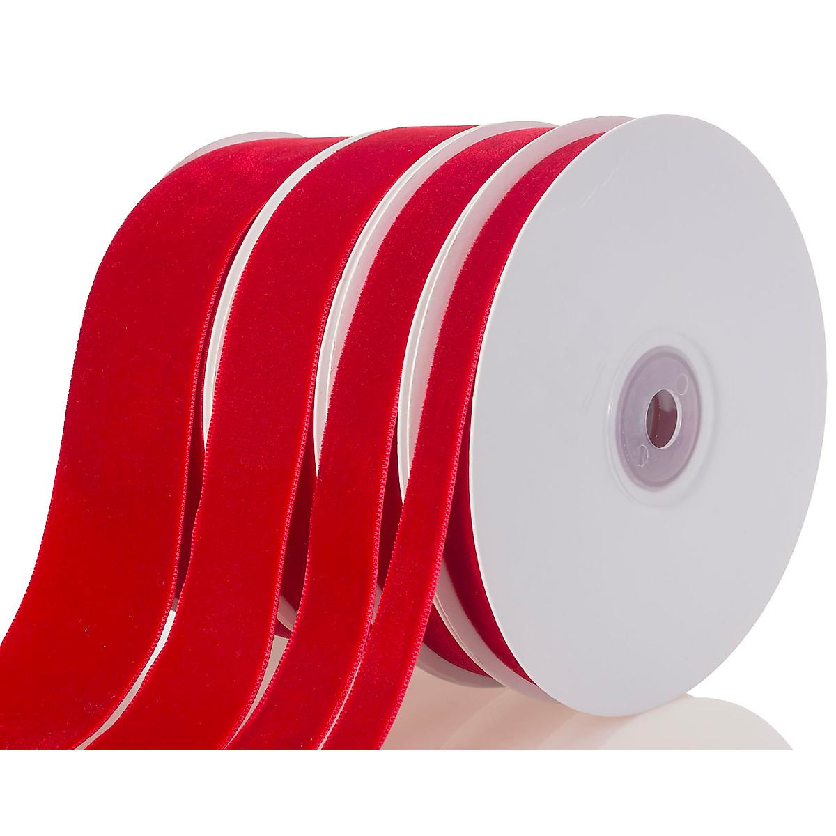 ATRBB Red Velvet Ribbon - 1 Inch Width, 10 Yards Per Roll - Classic Elegant Flocked Ribbon for Gift Wrapping, Crafts, and Decorations