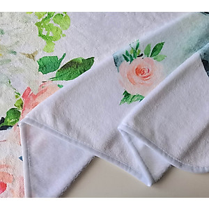 Popfavors Floral Elephant Baby Monthly Milestone Blanket, Jungle Elephant Girl's Soft Fleece Monthly Milestone Blanket , Girl Elephant Nursery Infant Newborn, Includes Marker (White, 50x40 inch )