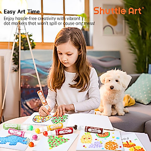 Shuttle Art Dot Markers, 14 Colors Bingo Daubers with 135 Patterns, 5 Activity Books, Educational Set With Art Activities,Non-Toxic Washable Coloring Markers