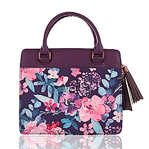 Christian Art Gifts Women's Fashion Bible Cover Purse Style Blessed, Purple Floral Faux Leather, Large