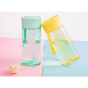 DEDEYA Samily10 oz Tritan Colored Water Bottle,Infuser Small Water Bottle,Lightweight,Resuable,Leak Proof,Wide Opening,Cute and Clear(Green)