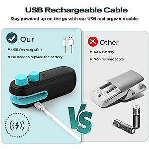 Mini Bag Sealer, Handheld Bag Heat Vacuum Sealer, 2 in 1 Rechargeable Sealer and Cutter with Pouch, Portable Resealer Machine for Plastic Bags Food Storage Chip Cookies Snacks Fresh