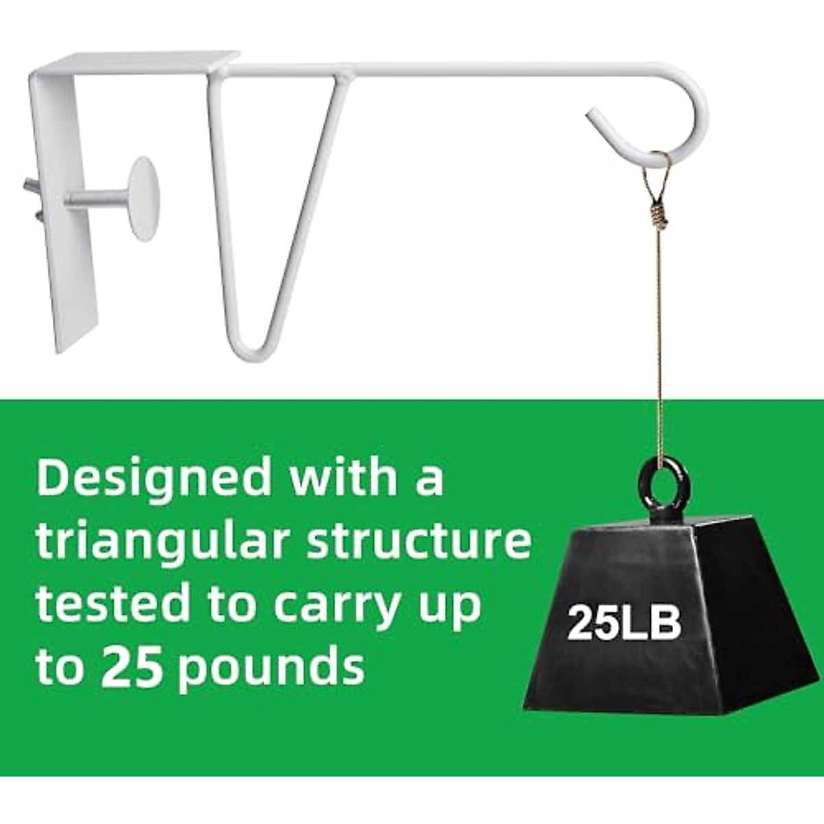 moonoom 2 Pack Adjustable Vinyl Fence Hooks,5 x 10 Inches Durable White Patio Hooks Coated Steel Fence Hangers for Hanging Flower Baskets, Wind Chimes, Planters, Lights (2pcs White)