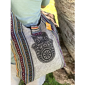 Cotton Shoulder Bag, Unique Tapestry Hippie Crossbody with Hamsa Print Hobo Hippie Cross body Women bag, Festival bag Sling Boho Bag/Handmade with Love