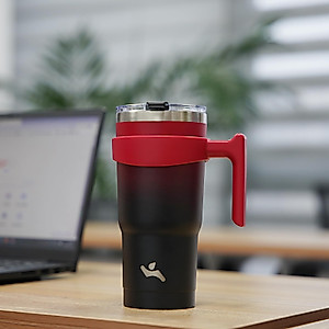 Konokyo 20 oz Tumbler with Handle and 2 Straw 2 Lid, Insulated Water Bottle Stainless Steel Vacuum Cup Reusable Travel Mug,Black