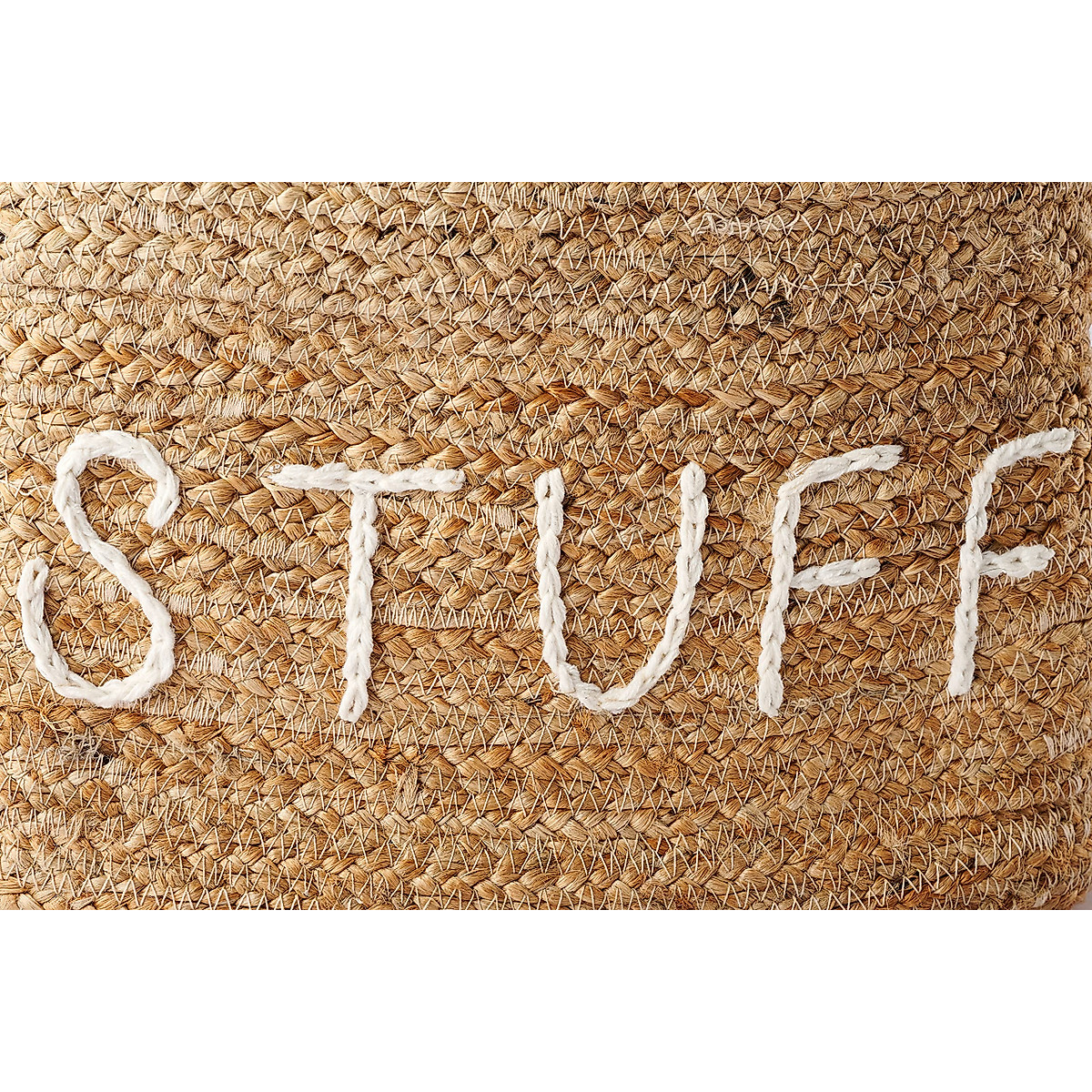 Mud Pie Embroidered Woven Basket Set, Tan, 9 3/4" x 13 3/4" dia