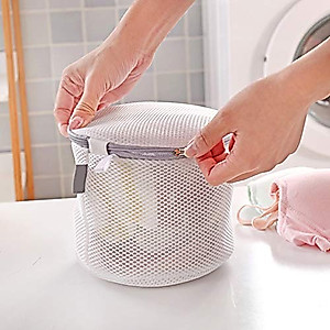 TOPBATHY Laundry Wash Bag Mesh Pouches for Bra Underwear Stockings Blouse Shoes Reusable Washer Protector Baby Kids Girls Clothing with Zipper 2pcs (White)