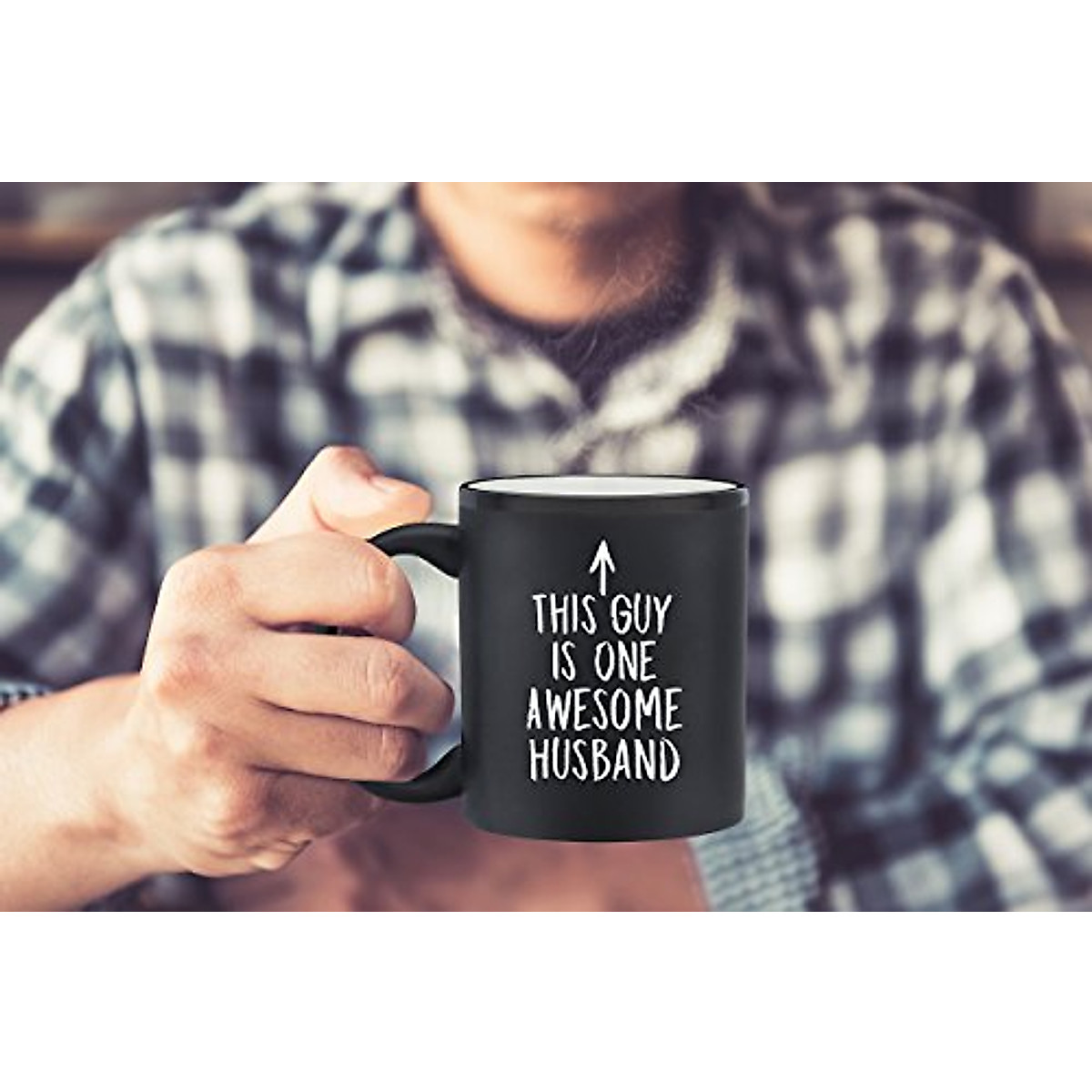 One Awesome Husband Funny Coffee Mug - Anniversary & Birthday Gifts for Husband, Men, Him - Best Husband Gifts from Wife, Her - Bday Present Idea - Fun Husband Mug, Cool Novelty Cup (Matte Black)